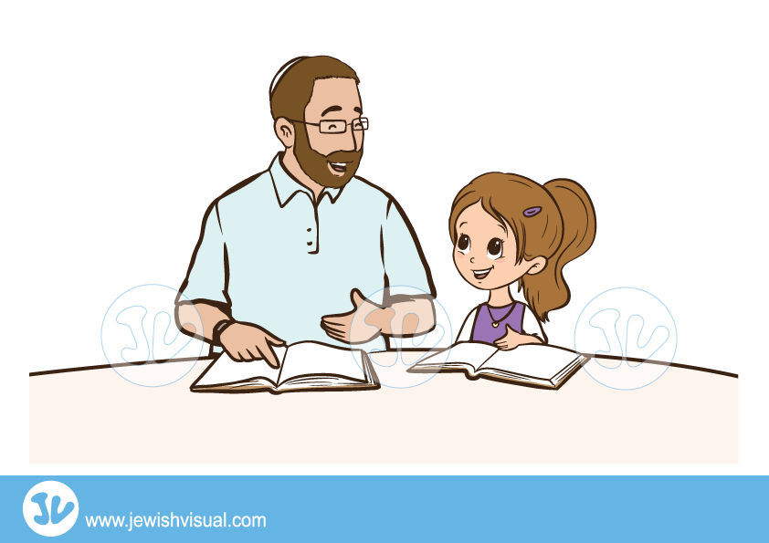 Father learning torah with daughter - אבא ובת לומדים תורה - JVisual