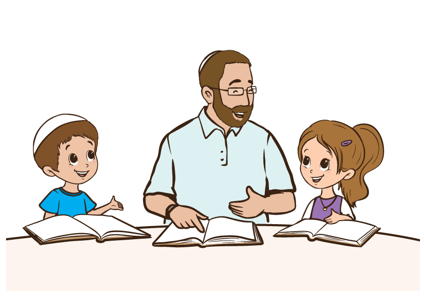 Father learning torah with children – אבא לומד תורה עם הילדים – JVisual