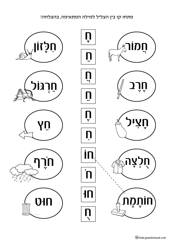 The letter Chet worksheet - דף עבודה האות ח - JVisual