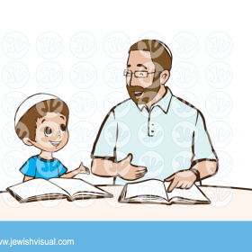 Father learning torah with son - אבא ובן לומדים תורה - JVisual