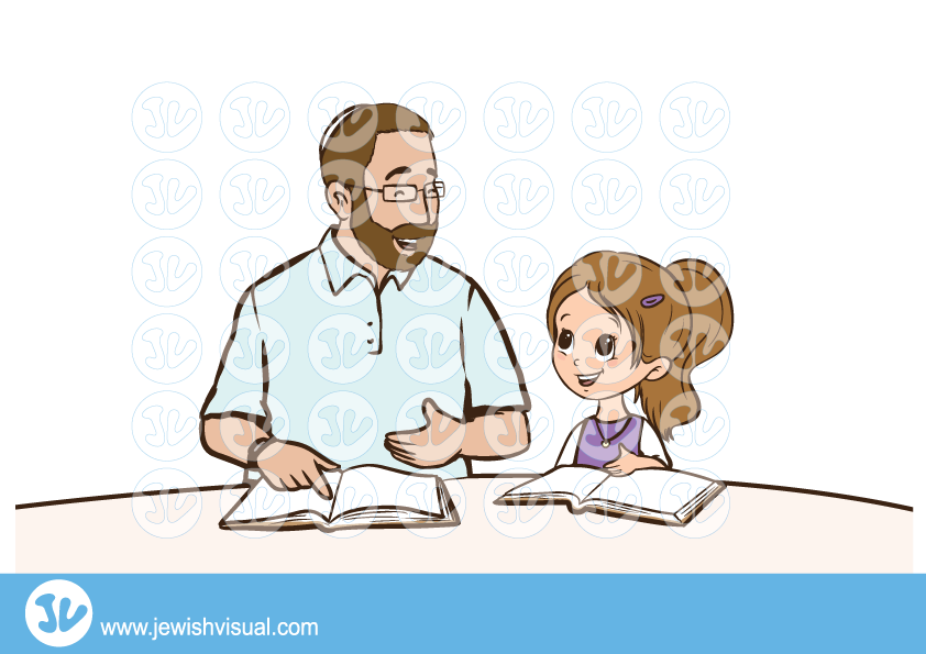 Father learning torah with daughter - אבא ובת לומדים תורה - JVisual