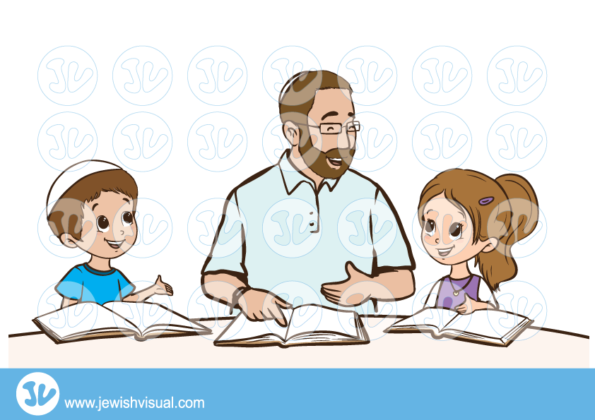 Father learning torah with children - אבא לומד תורה עם הילדים - JVisual